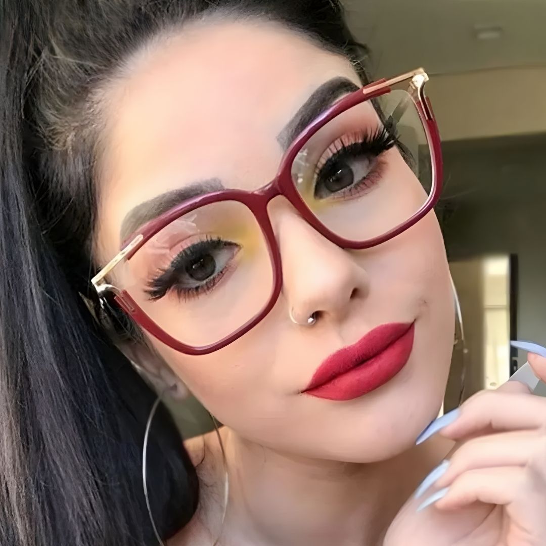 Lentes Cuadradas para Mujer Rojos Moderno Anti Luz Azul – La Lujosa